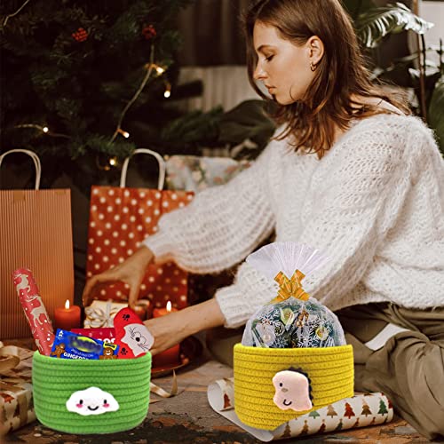 St. Patrick's Day Storage Basket,Lucky Green Decorative Basket Nursery Storage Basket 7.4"*4.7", 5.9"*3.9"(2 Pack)