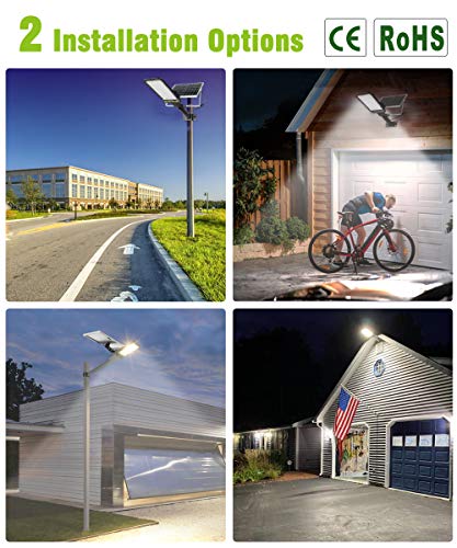 APONUO Solar Street Lights Outdoor,100W Solar Street Light Outdoor Dusk to Dawn Lamp 98 LEDs 7000K Motion Sensor Light with Remote Control Pole Security Led Flood Light for Yard, Garden, Patio