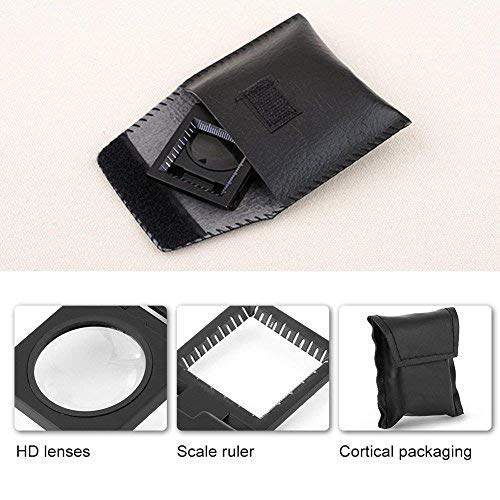 10X 28mm Mini Three-Folding 10X Magnifier Zinc Alloy Magnifier Magnifying Glass with Scale for Textile Optical Jewelry Tool, Pack of 3