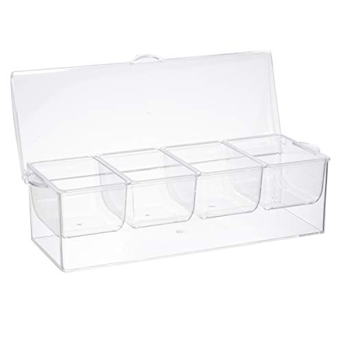 Tablecraft 10008 Bar Condiment Holder, Four - 1.5 Pint Inserts, Clear