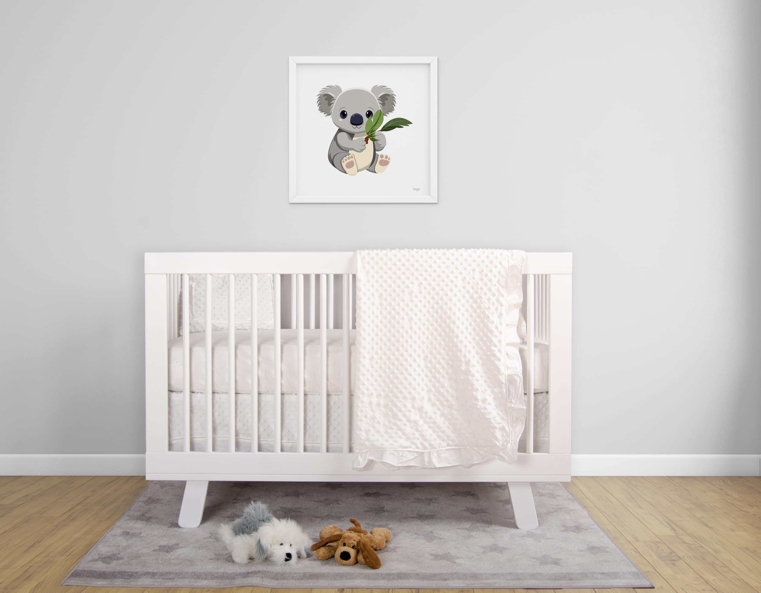 BabyFad Minky Ultra White 9 Piece Baby Crib Bedding Set