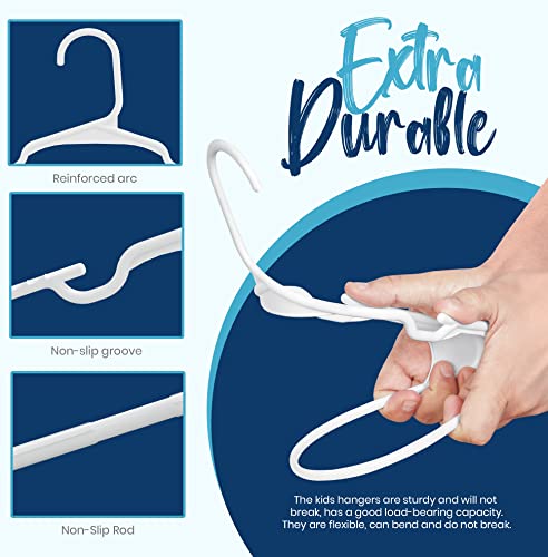 110 Pack - Plastic Hangers for Adults and Kids - Space Saving Notched 50 Pack Plastic Hangers - Durable 60 Pack Kids Hangers - White by Utopia Home