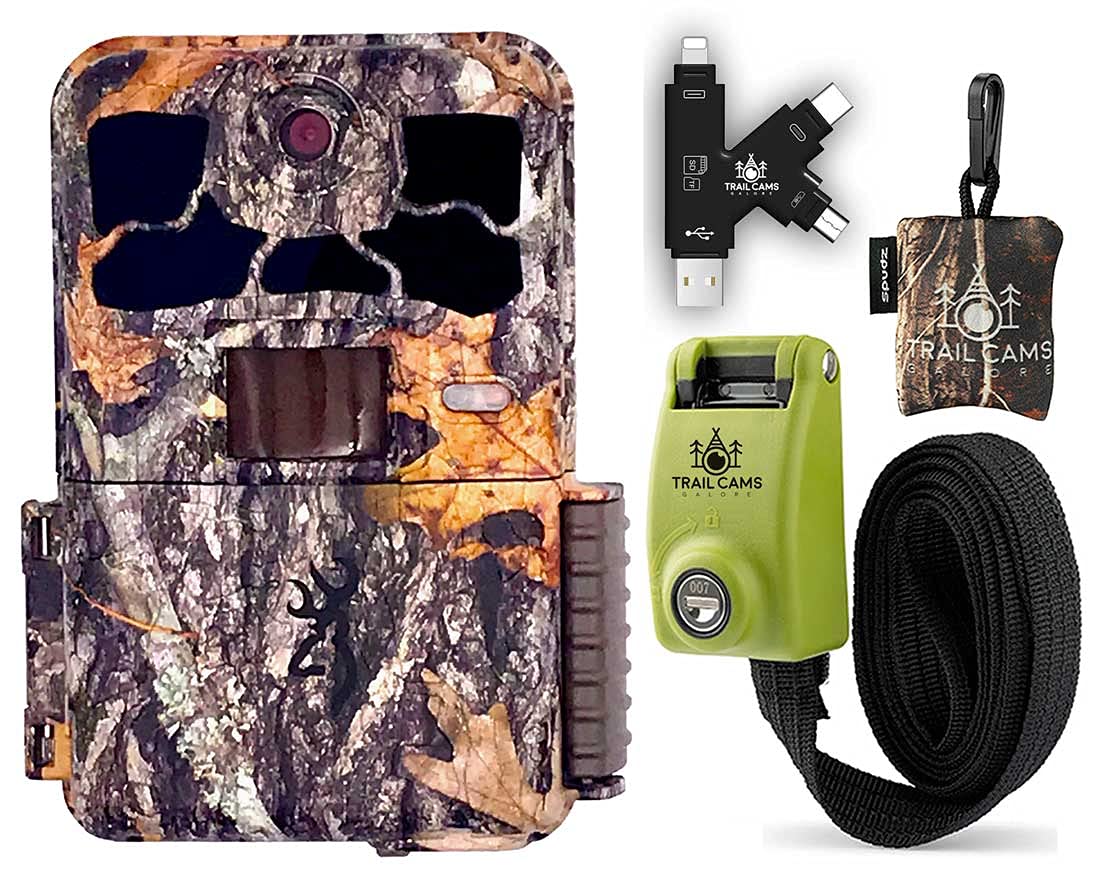 Browning Trail Cameras Spec Ops Elite HP4 Trail Camera with Card Reader, Steel Reinforced Strap, and Spudz Microfiber Cloth Screen Cleaner