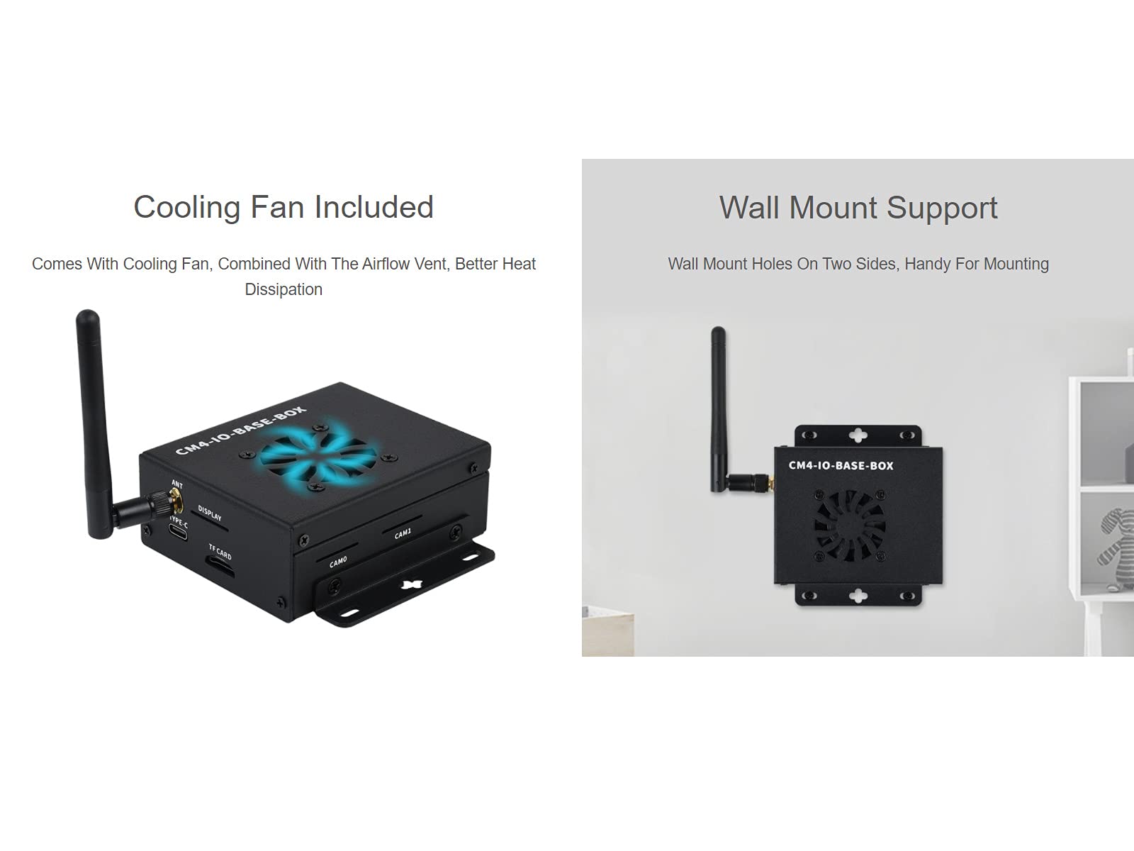 waveshare Mini-Computer Based On Raspberry Pi Compute Module 4,Include CM4-IO-BASE-A (Mini IO Board Lite Verson),Metal Case,Cooling Fan