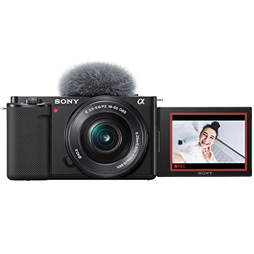 Sony ZV-E10 Mirrorless Camera 2 Lens Vlogger Kit 16-50mm + 55-210mm ILCZV-E10L/B Black Bundle with ACCVC1 Including GP-VPT2BT Grip + Filters + Wide & Telephoto Lenses + Deco Gear Case & Accessories