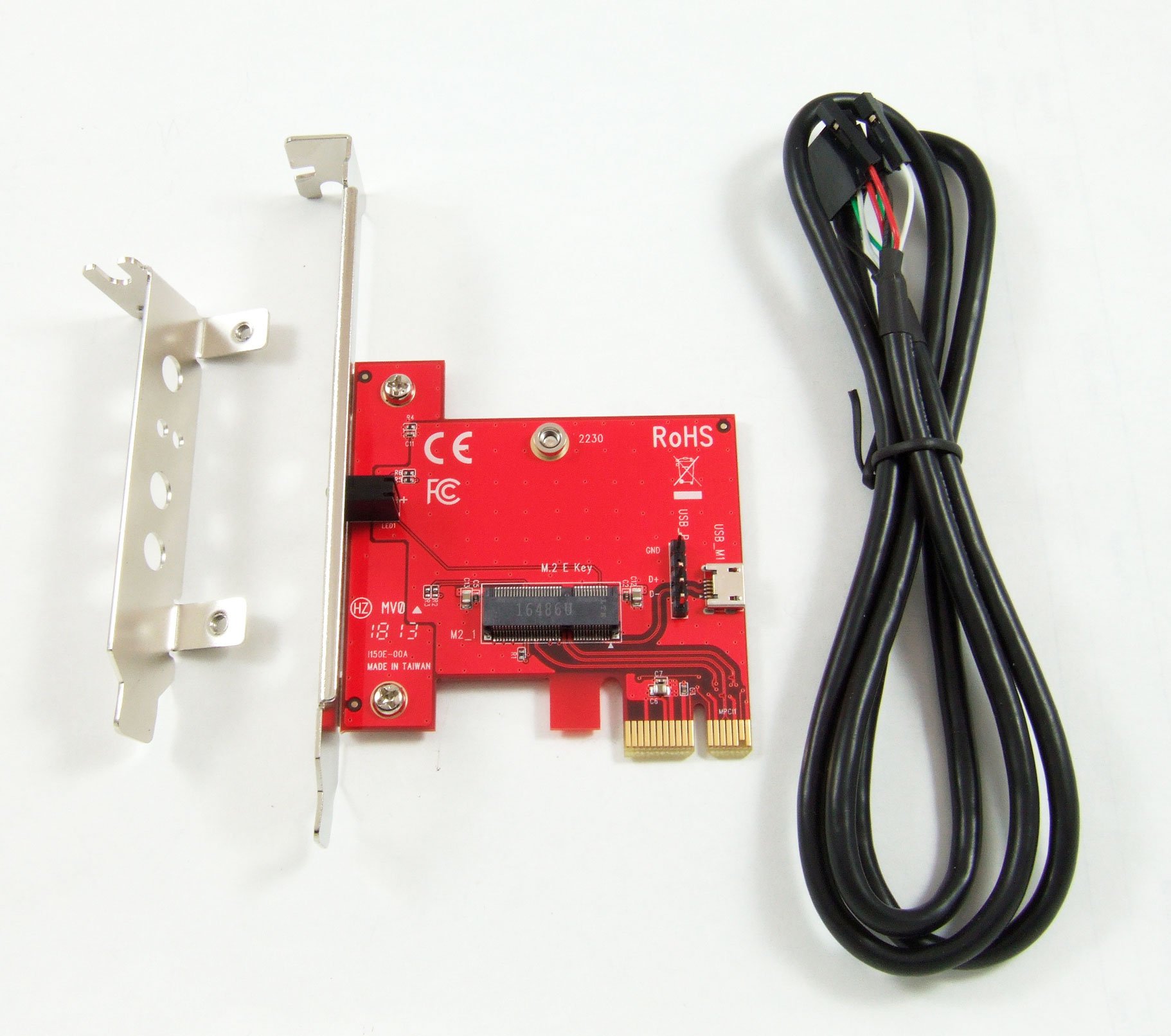 Ableconn PEXM2150E PCI Express x1 Adapter Card with M.2 Key E Socket - Support M2 E Key or A-E Key WiFi or Bluetooth Module