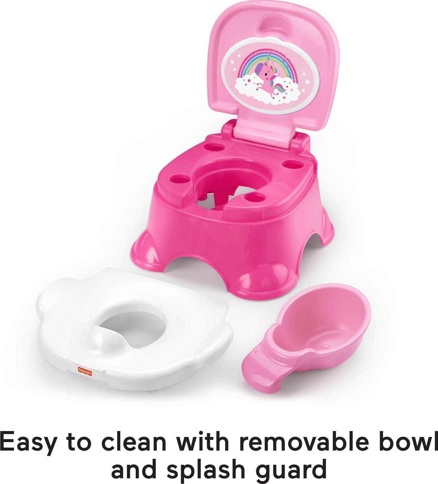 Fisher-Price 3-in-1 Unicorn Tunes Potty Training Toilet Ring and Step Stool for Toddlers