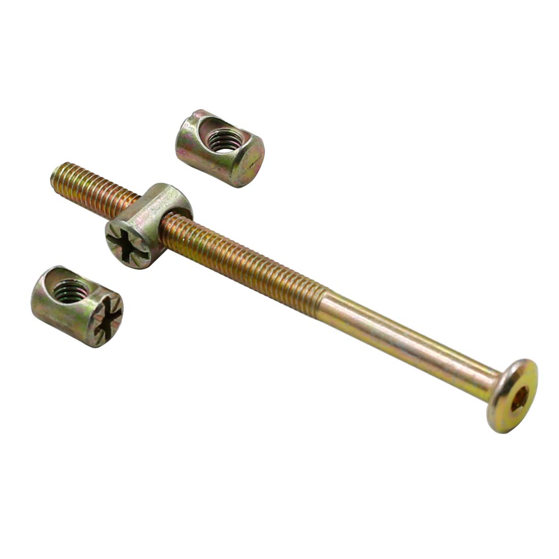Yoohey Hex Socket Head Cap Screws Nuts, M6 x 90mm Zinc Plated Steel Furniture Barrel Bolt Nuts Kit for Furniture Cots Beds Crib Hardware Screws Crib 10PCS