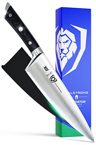 DALSTRONG Chef Knife - 8 inch Blade - Gladiator Series ELITE - Forged HC German Steel Chef's Knife - Razor Sharp Kitchen Knife - Professional Full Tang Knife - Black G10 Handle - Sheath -NSF Certified