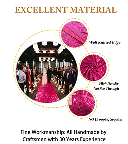 Aisle Runners for Weddings Hot Pink 2FTx15FT Sequin Aisle Runner Fuchsia Bridal Aisle Runner 15FT Carpet Runner Outdoor Aisle Runner for Wedding Ceremony