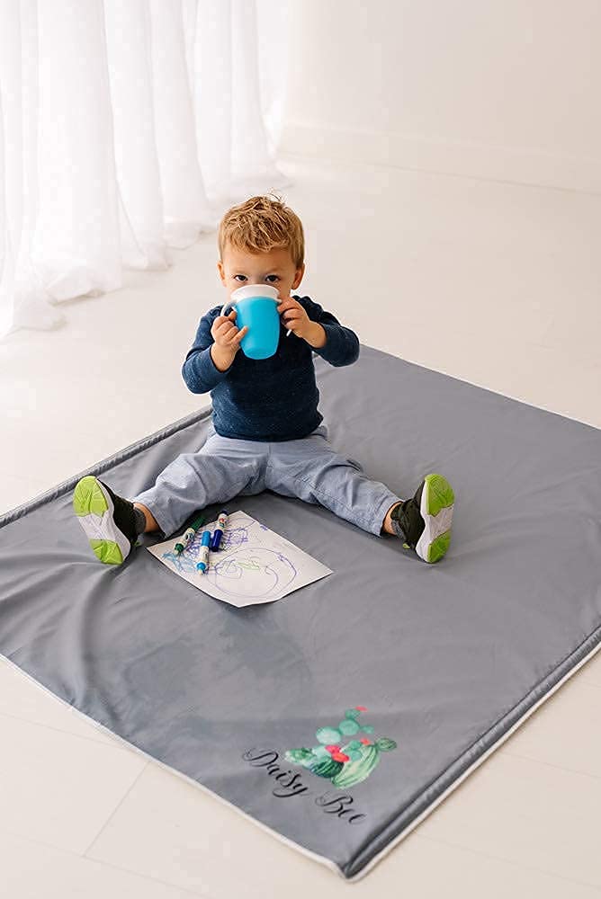 Easy Clean Up Pourable Splat Mat for Under High Chair, Waterproof Spill Mat Washable Non-Slip Floor Protector Splash Mat