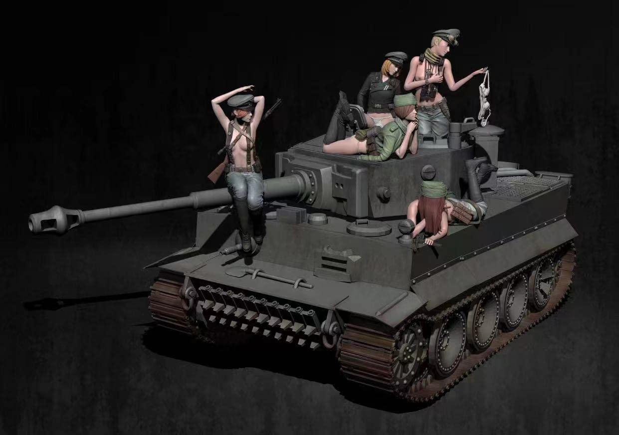 1/35 Resin Soldier Figure Model Kits DIY Beauty 5 Set Soldier colorless and self-Assembled YFWW-2158 (Without Tank)