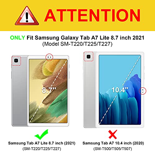 Fintie Hybrid Slim Case for Samsung Galaxy Tab A7 Lite 8.7 Inch 2021 Model (SM-T220/T225/T227), Shockproof Cover with Clear Transparent Back Shell, Green
