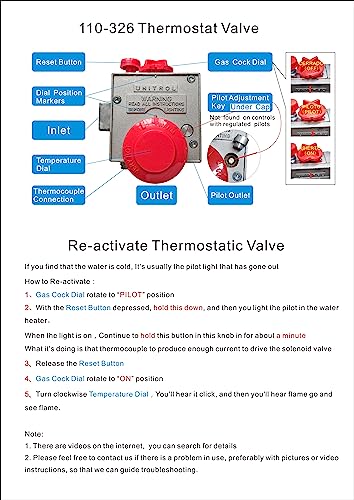 110-326 Natural Gas Water Heater Thermostat. Gas Water Heater Valve JXHONG