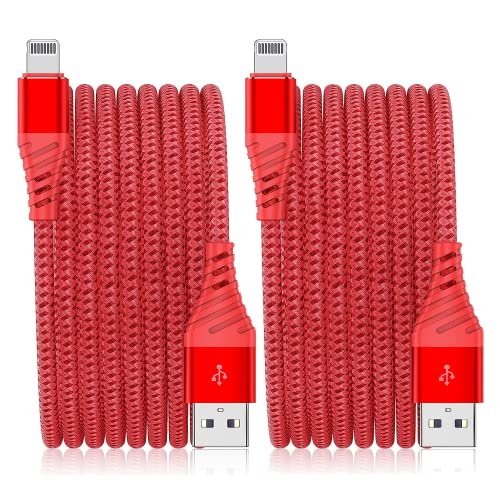 Fashia iPhone Charger Cord 3FT, [MFI Certified] 3Foot USB Lightning Cable,3Feet Fast Charger Nylon Braided USB iPhone Cord for iPhone 13 12 11 Pro X XS Max XR/8 Plus/7 Plus/6/6s Plus-Red