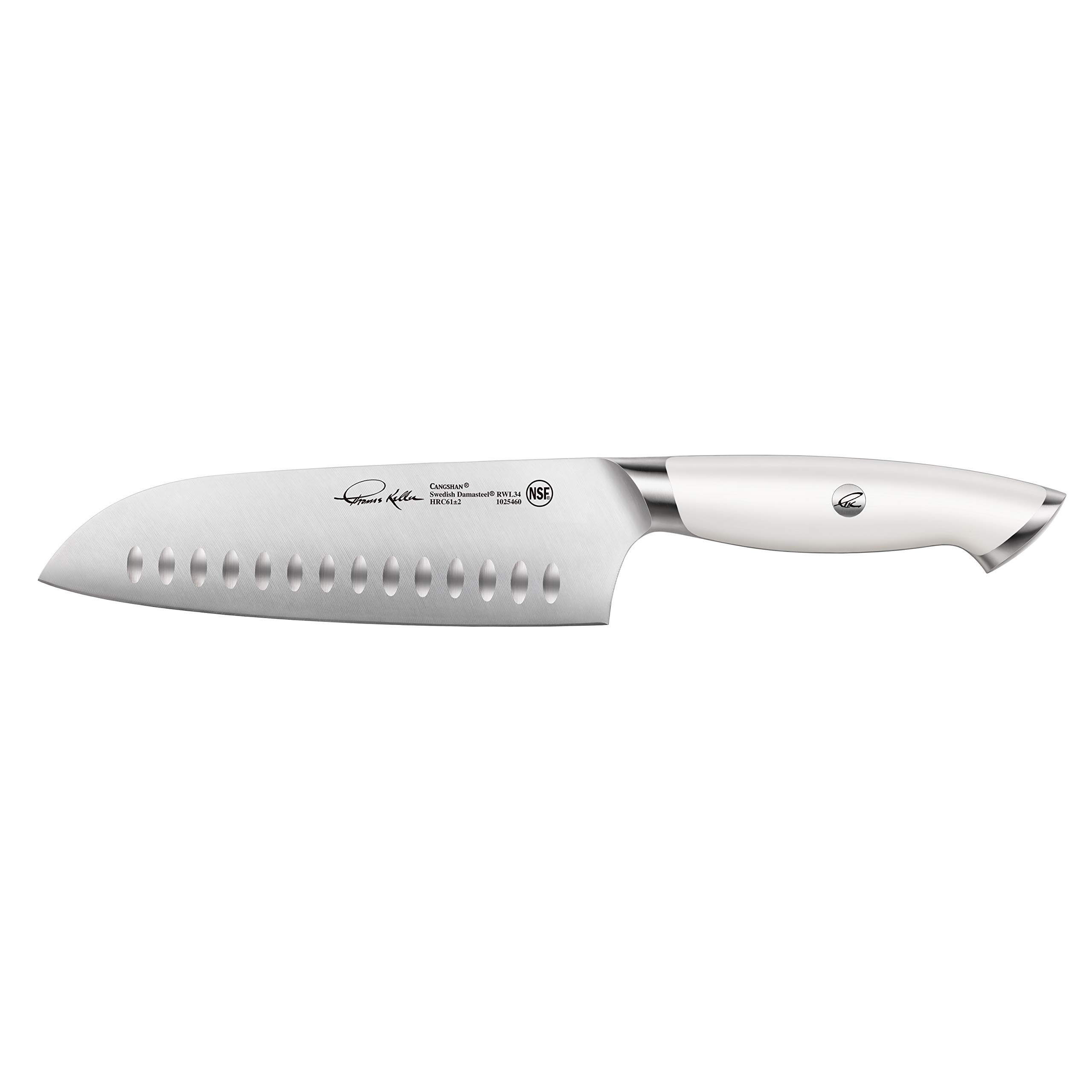 Cangshan Thomas Keller Signature Collection Swedish Powder Steel Forged, 7-Inch Santoku Knife, White
