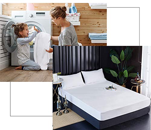 Fitted Crib Sheets Waterproof White Crib Toddler Mattress Protector Cover for Kids Baby Breathable Washable Bed Fitted Sheets Soft 8" Deep (Crib 28"x52")