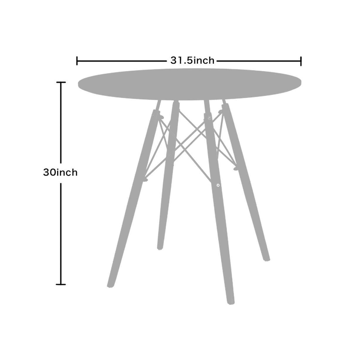 CangLong Modern Round Office Side Table in Black with Beech Wood Legs for Kitchen Living Bedroom