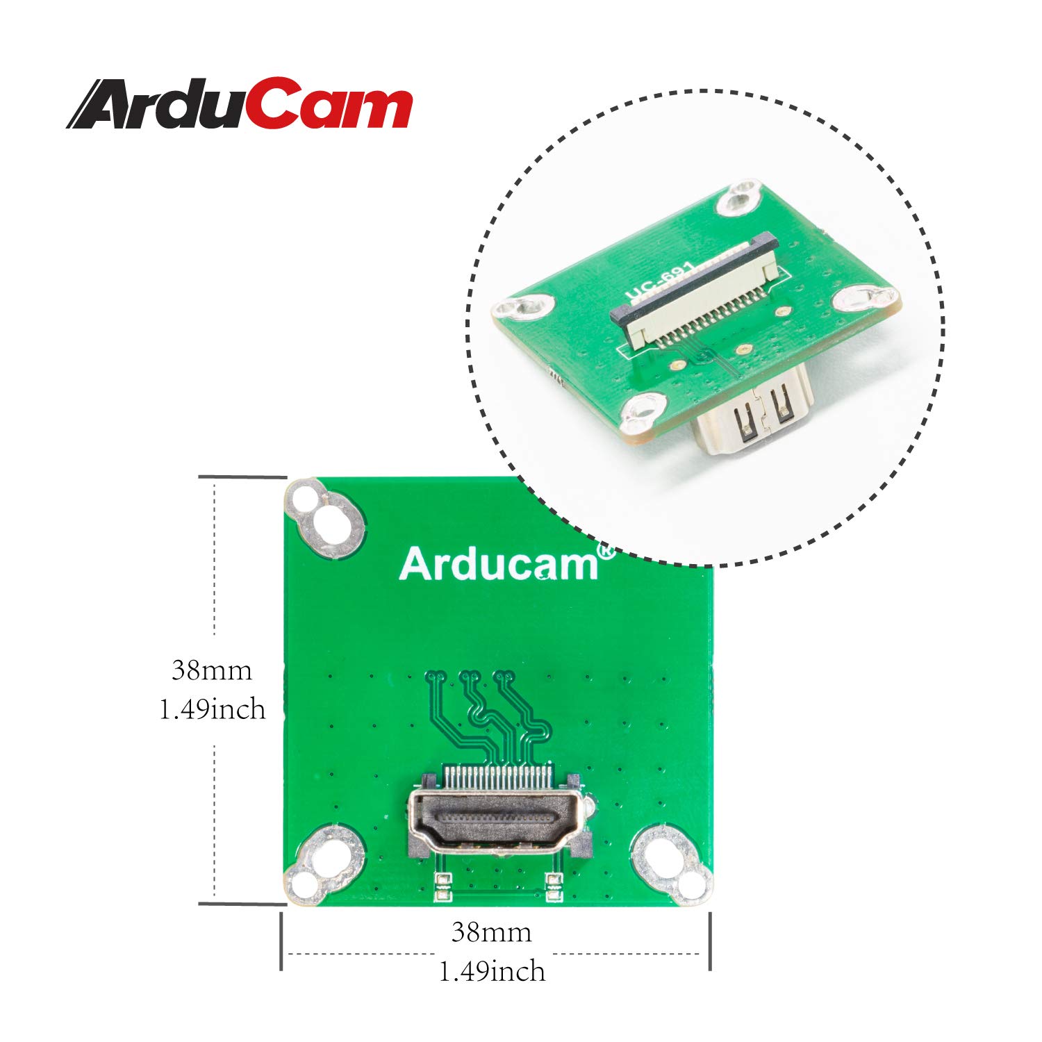 Arducam CSI to HDMI Adapter Board for Raspberry Pi HQ Camera 12MP IMX477 Camera Module, HDMI Cable Extension Module with 15pin 60mm FPC Cables
