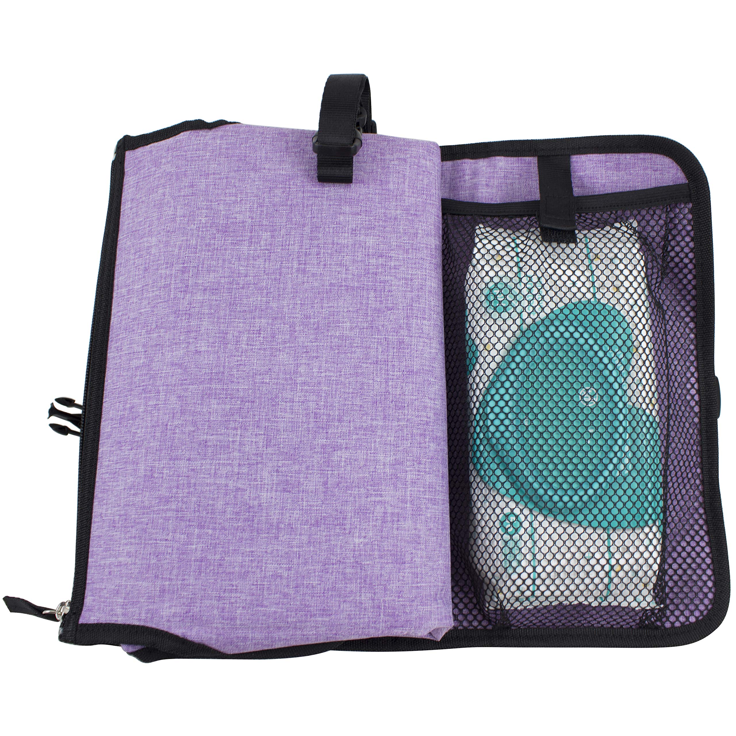 BODHI Baby Portable Water Resistant Diaper Changing Pad & Diaper Changing Kit Travel Bag Baby Station On The Go, Purple Chambray