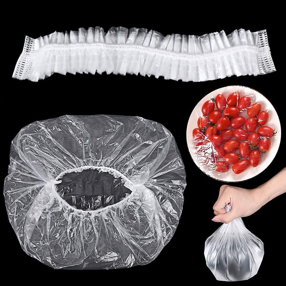 100pcs Plastic Wrap for Food, Elastic Stretch Adjustable Bowl Lids Bags, Plastic Sealing Bags Food Cover, Universal Kitchen Wrap Seal Fresh Keeping Caps