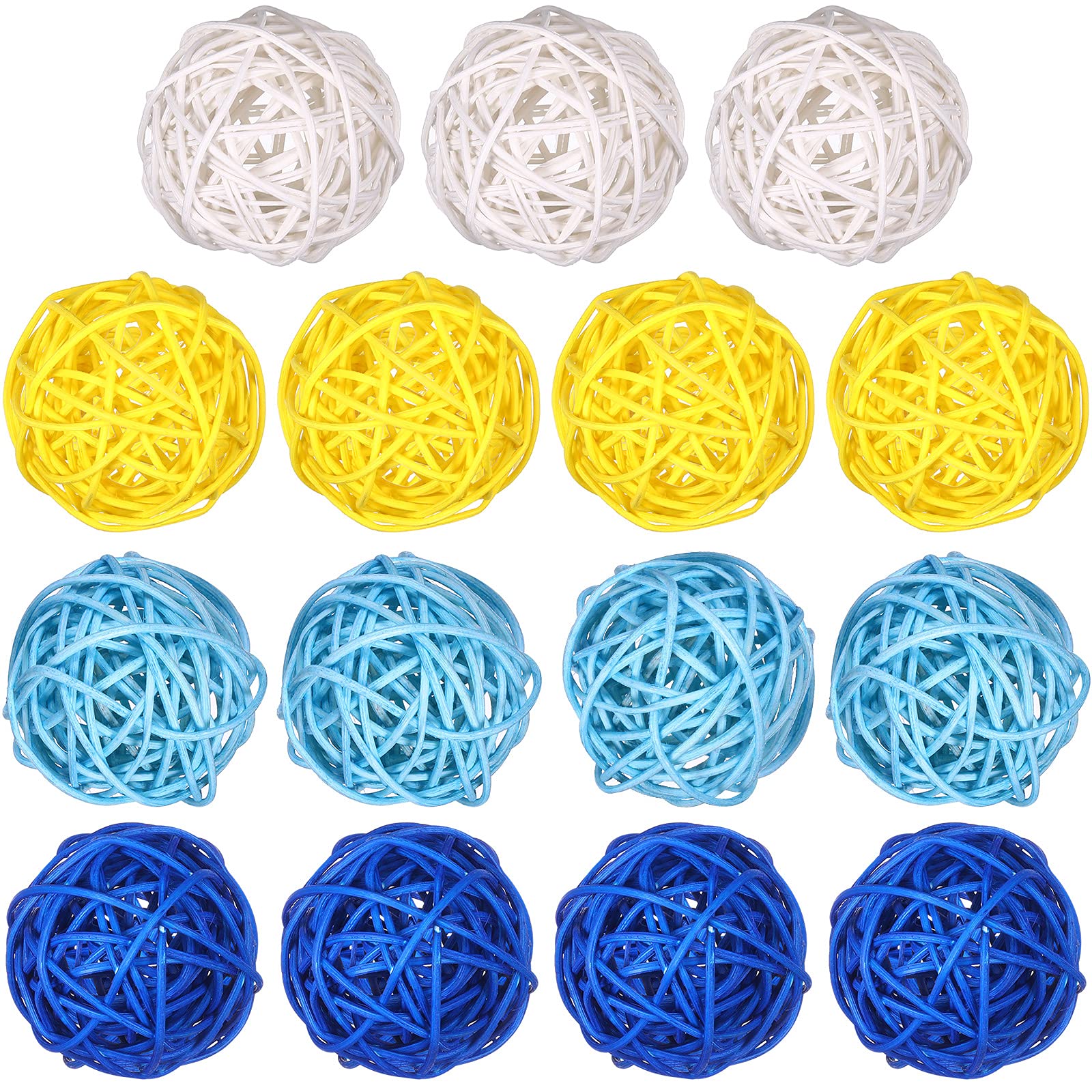 15 Pieces 1.8 Inch Wicker Rattan Balls Natural Rattan Ball Decorative Wicker Balls Sphere Orbs Vase Fillers Balls for Dating Table Banquet Decoration Christmas Wedding Home Garden Hanging Decoration