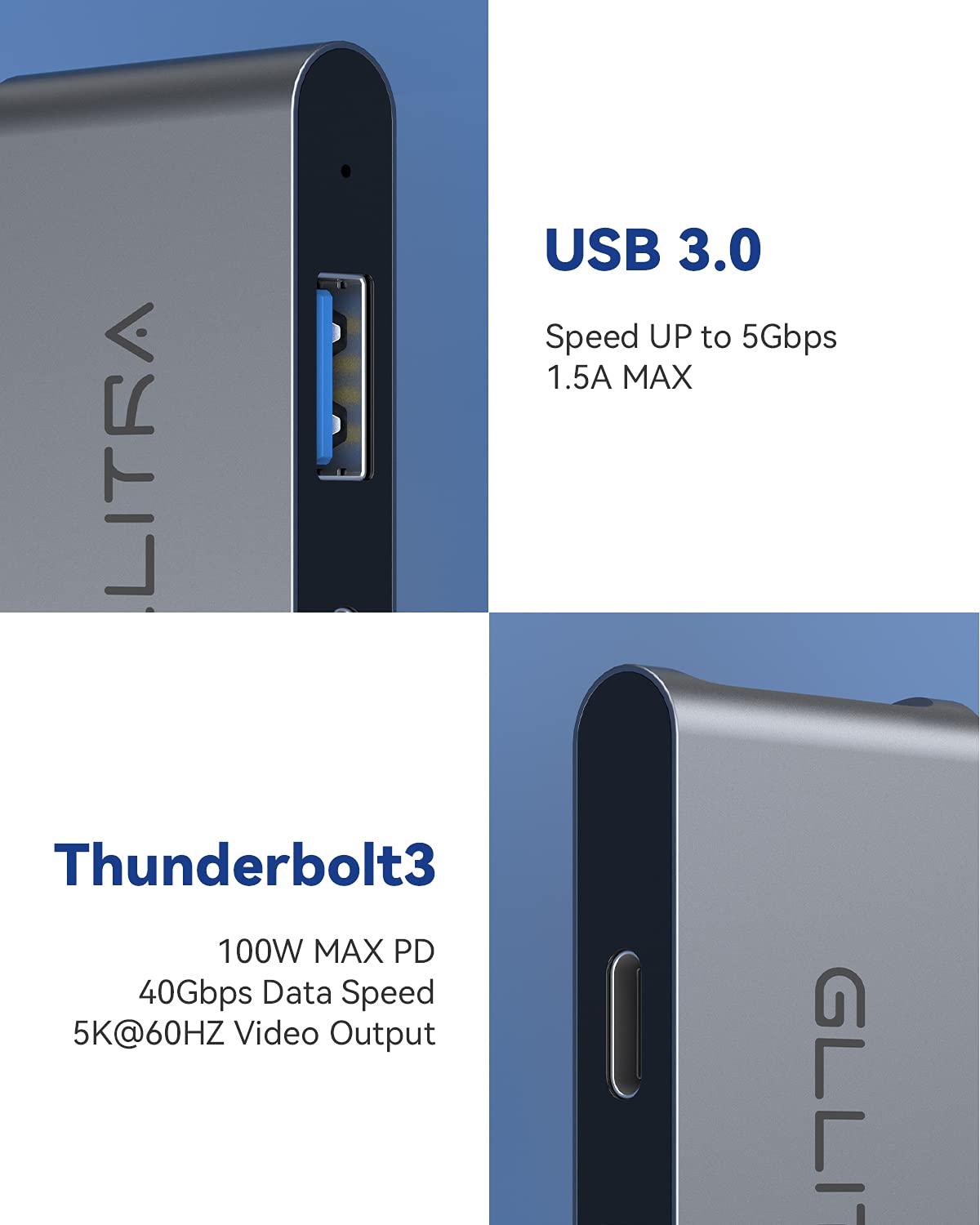 GLLITRA 7 in 2 + 3 in 2 USB C Dongle Multiport Adapter