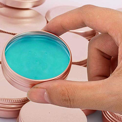 2 Ounce Aluminum Tin Jar Refillable Containers 60 ml Aluminum Screw Lid Round Tin Container Bottle for Cosmetic, Lip Balm, Cream, 20 Pcs Rose Gold