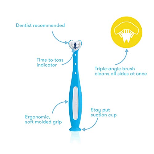 Frida Baby Triple-Angle Toothhugger Training Toothbrush for Toddler Oral Care, Blue