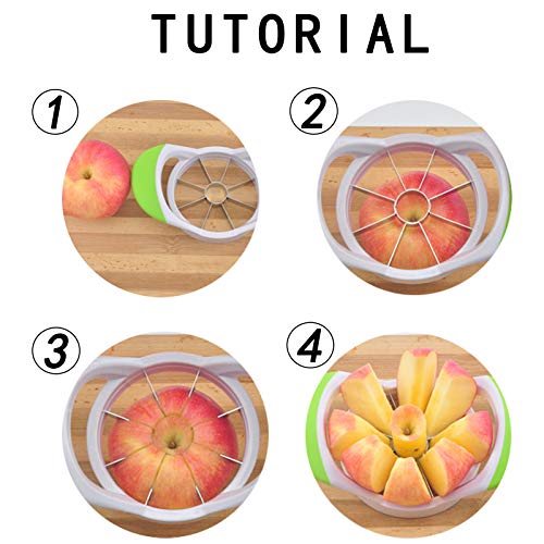 Fruit & Vegetable Corers,Apple Slicer, Stainless Steel Apple Cutter,Divider Up to 4 Inches Apples,Use for Apples, Pears, Potatoes, Onions Cutting,Green