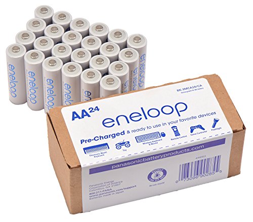 Eneloop Panasonic BK-4MCA24/CA AAA 2100 Cycle Ni-MH Pre-Charged Rechargeable Batteries 24 Pack & Panasonic BK-3MCA24/CA AA 2100 Cycle Ni-MH Pre-Charged Rechargeable Batteries 24 Pack