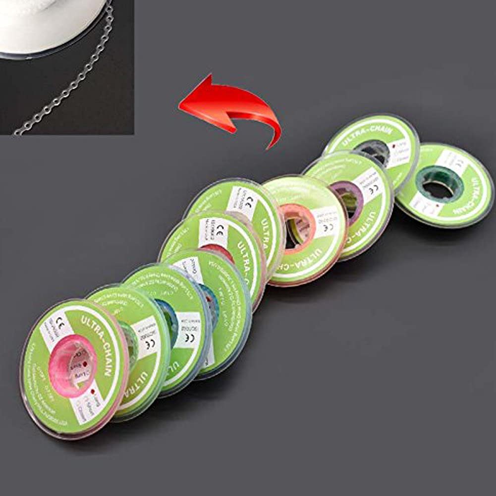 RZJZGZ 10 Pcs Dental Orthodontic Elastic Chain Power Chains Brace Orthodontic Spool Elastic Rubber Band(4.5M/PACK) (Short)