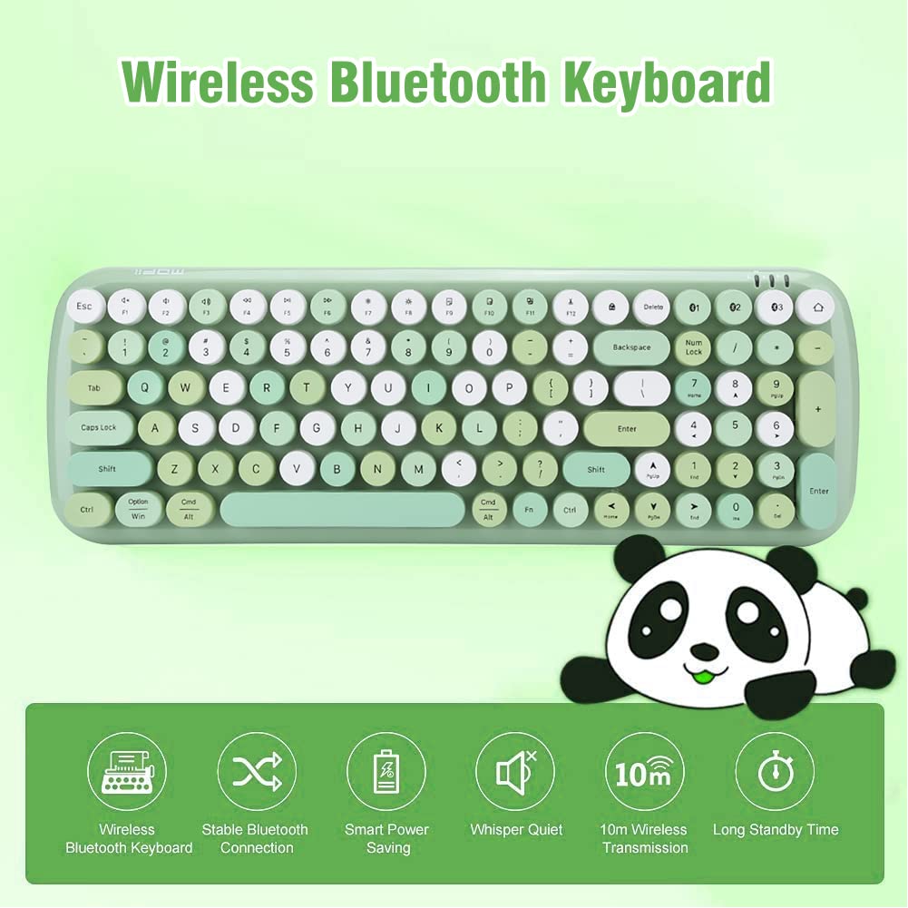 Wireless Bluetooth Keyboard, Universal Portable Multi?Device Keyboard for Bluetooth 5.1 Wireless Keyboard for Laptop Mobile Phone Tablet(Green)