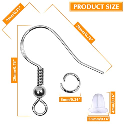 Hypoallergenic Earring Hooks, Thrilez 600Pcs Earring Making Kit with Hypoallergenic Earring Hooks, Jump Rings and Clear Rubber Earring Backs for DIY Jewelry Making (Silver and Gold)
