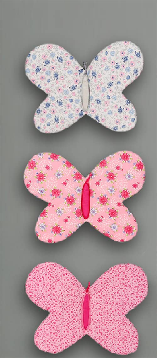 7 PCs Pink Embroidery Butterfly Nursery Crib Bedding Set 100% Cotton Baby Girl 3D Butterfly Themed Cot Bedding Set 1 Quilt, 1 Skirt, 1 Fitted Sheet, 1 Window Valance, 3 Butterfly Shaped Wall Decor