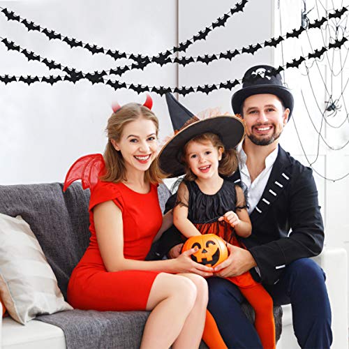 5Pcs Bat Garland- Halloween Party Decorations,Flying Bats Halloween,Halloween Bats,Bat Streamers,Haunted House Decorations,Halloween Wall Decorations