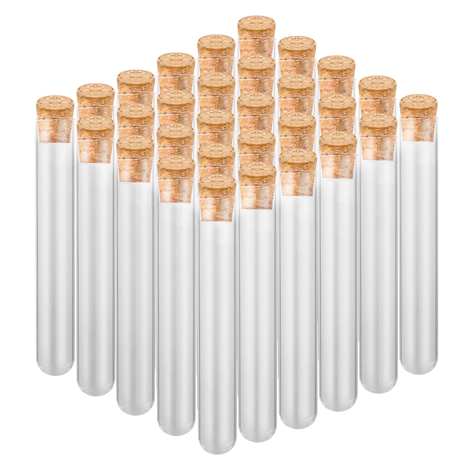 Ackers 30pcs 13ml Clear Plastic Test Tubes with Cork Stoppers, 15×100m for Scientific Experiments, Plant Propagation and Holiday Gifts