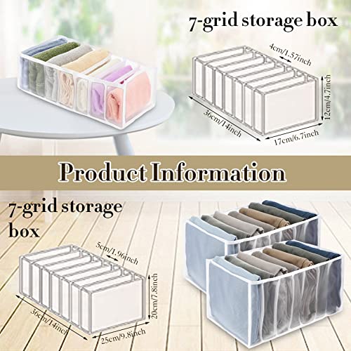18 Pcs Drawer Organizers for Clothing Wardrobe Clothes Organizer Divider Foldable Mesh Closet Organizers and Storage for T-shirt, Jeans, Pants, Sock, Underwear, Bra (7 Grids, big and small)