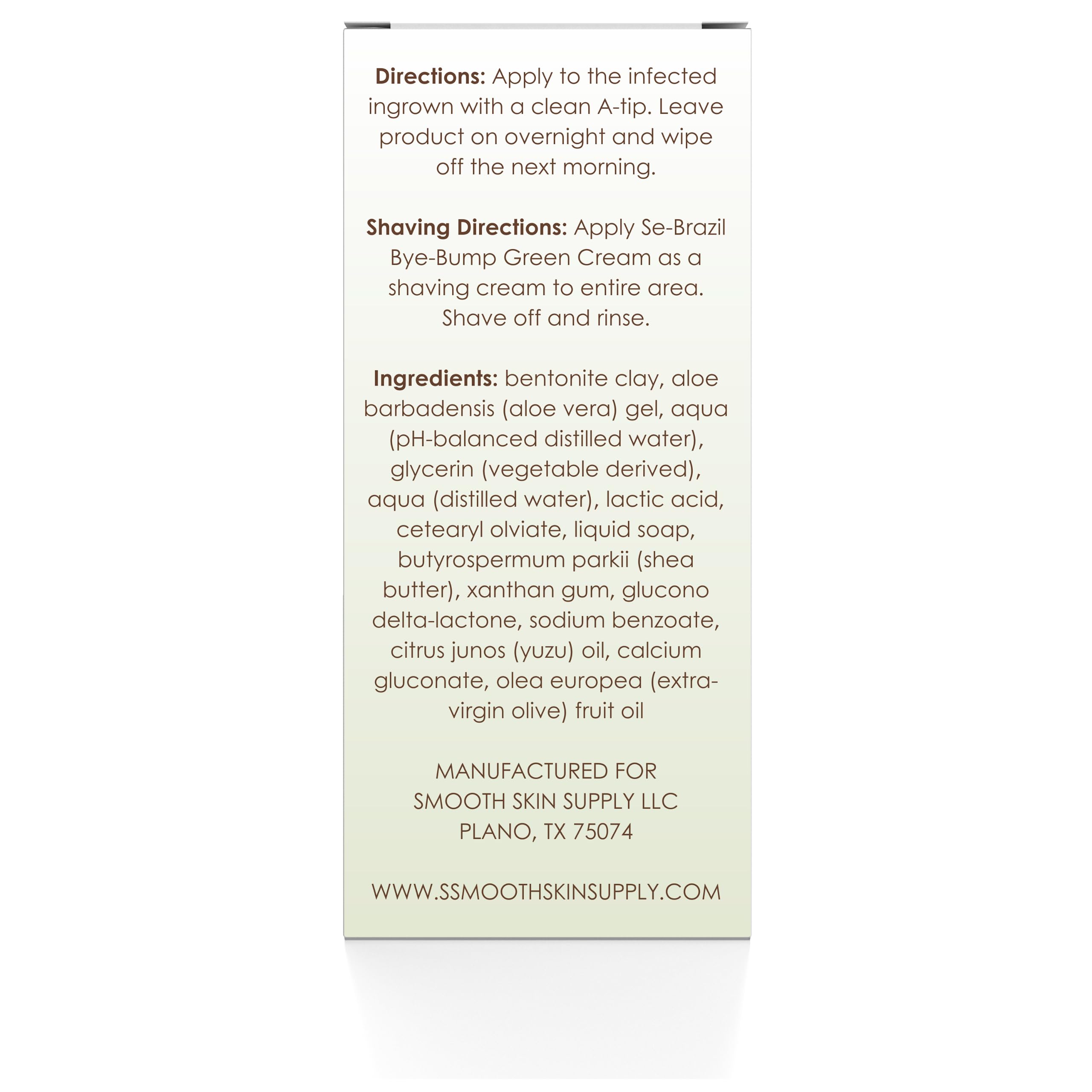 Bye Bump Green Cream by Se-Brázil for Stubborn Ingrown hairs, Razor Bumps and Body Acne Spot Treatment, Dual Action: Use as a Mask or Shaving Cream, 2 oz