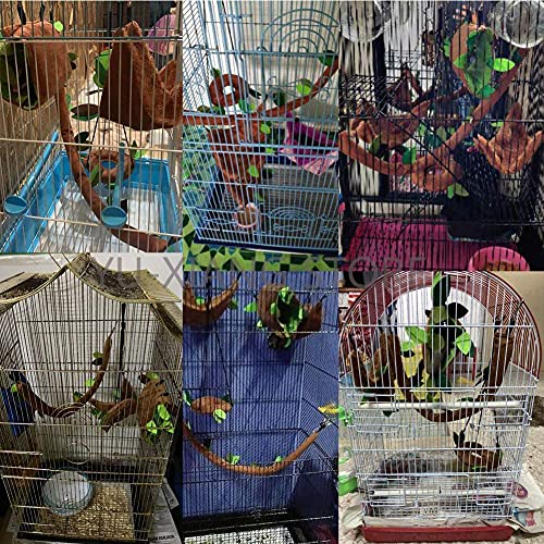 5pcs Hamster Hammock Small Animals Hanging Warm Bed House Cage Nest Accessories Forest Pattern Cage Toy Leaf Hanging Tunnel and Swing for Sugar Glider Squirrel Hamster Playing Sleeping