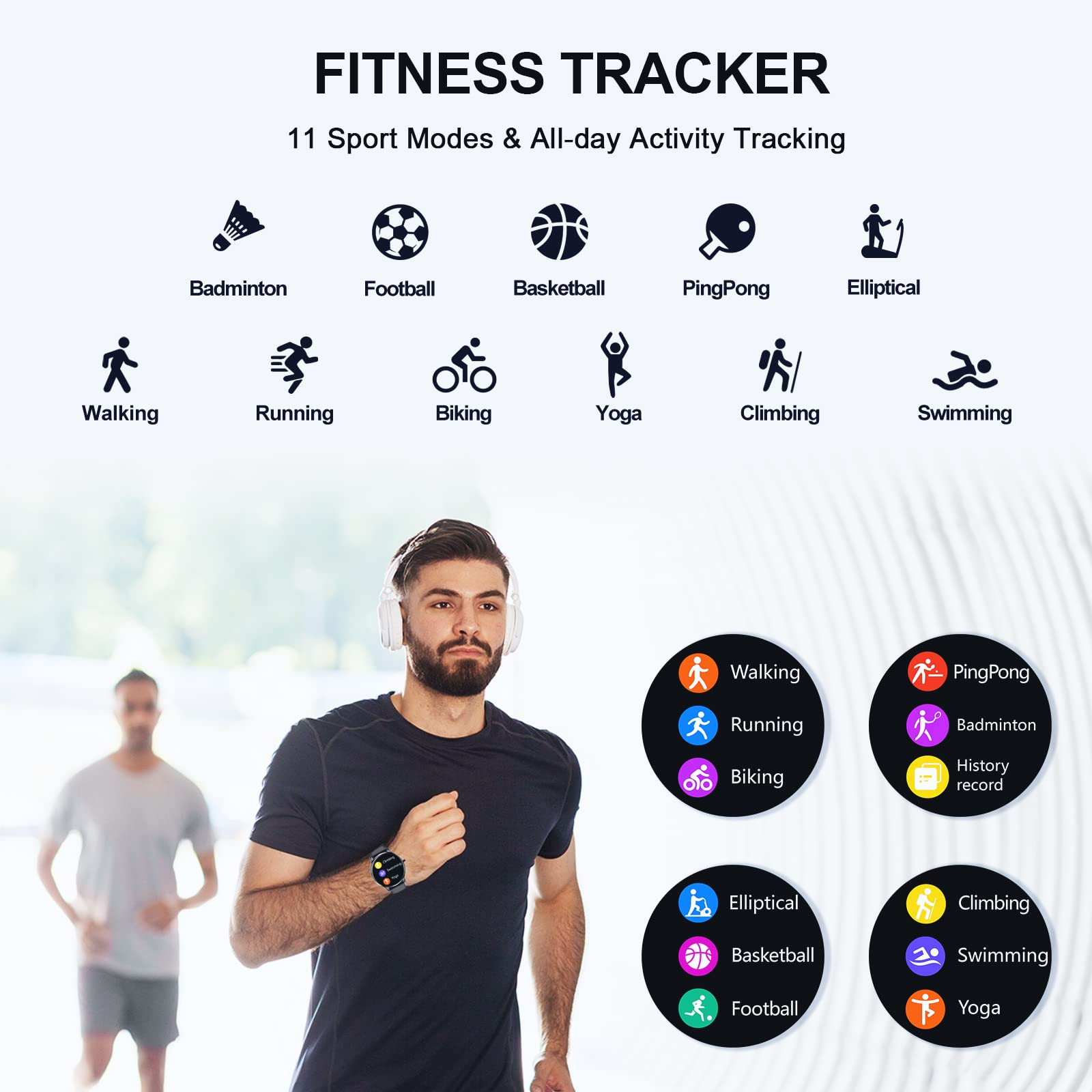 SKMEI Smart Watch Men, Smart Watch for Android iPhones with Pedometer, Waterproof Android Smart Watch with Heart Rate Blood Pressure Monitor Call Reminder Smartwatch for iOS Android