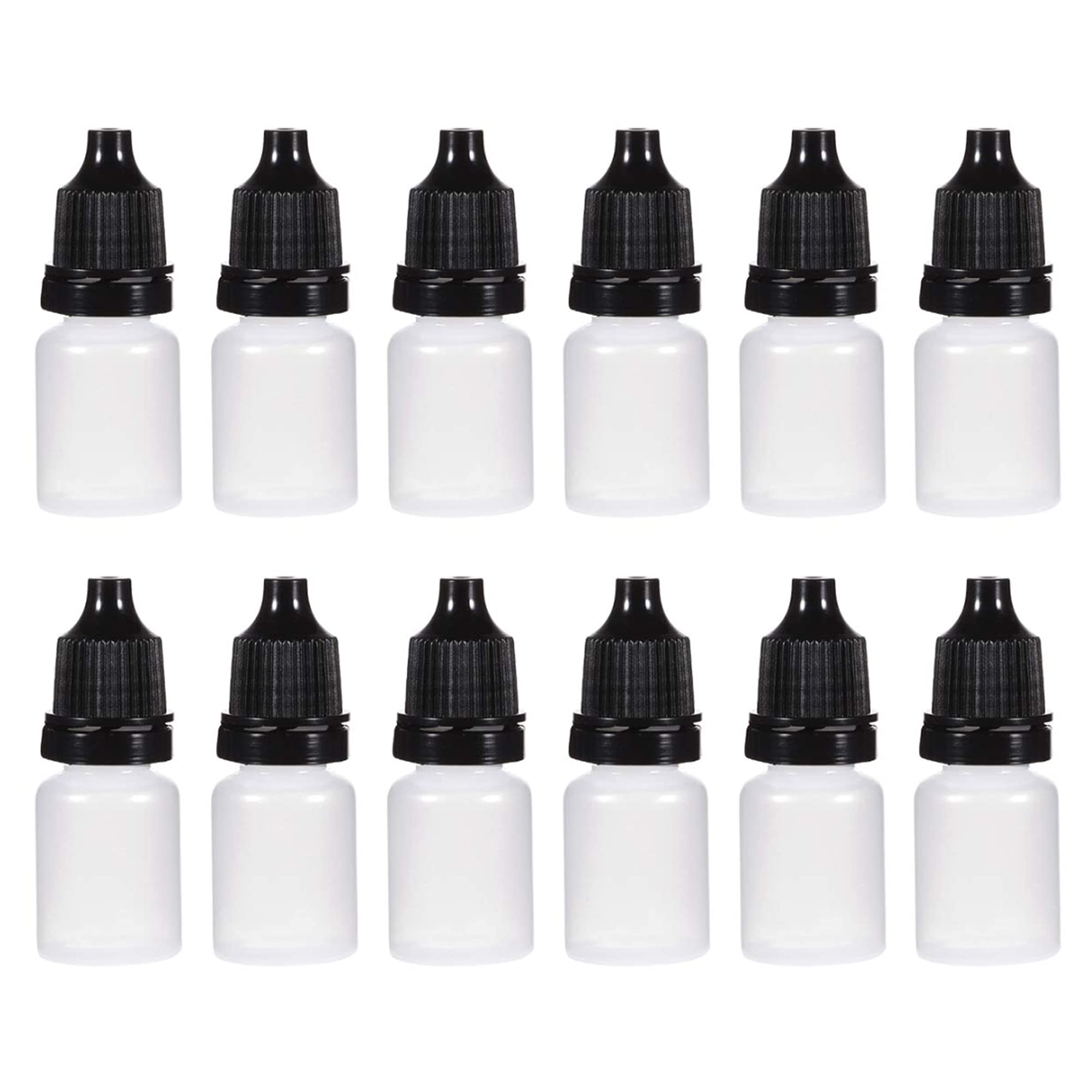Ofowin [12 Pcs] Plastic Dropper Bottle, 5ml / 0.17oz Small Mouth Dropping Bottles with Black Cap Empty Squeezable Liquid Drop Bottles for Solvents, Oils, Glue, Paint, Essence, E-liquid, E-juice, Saline