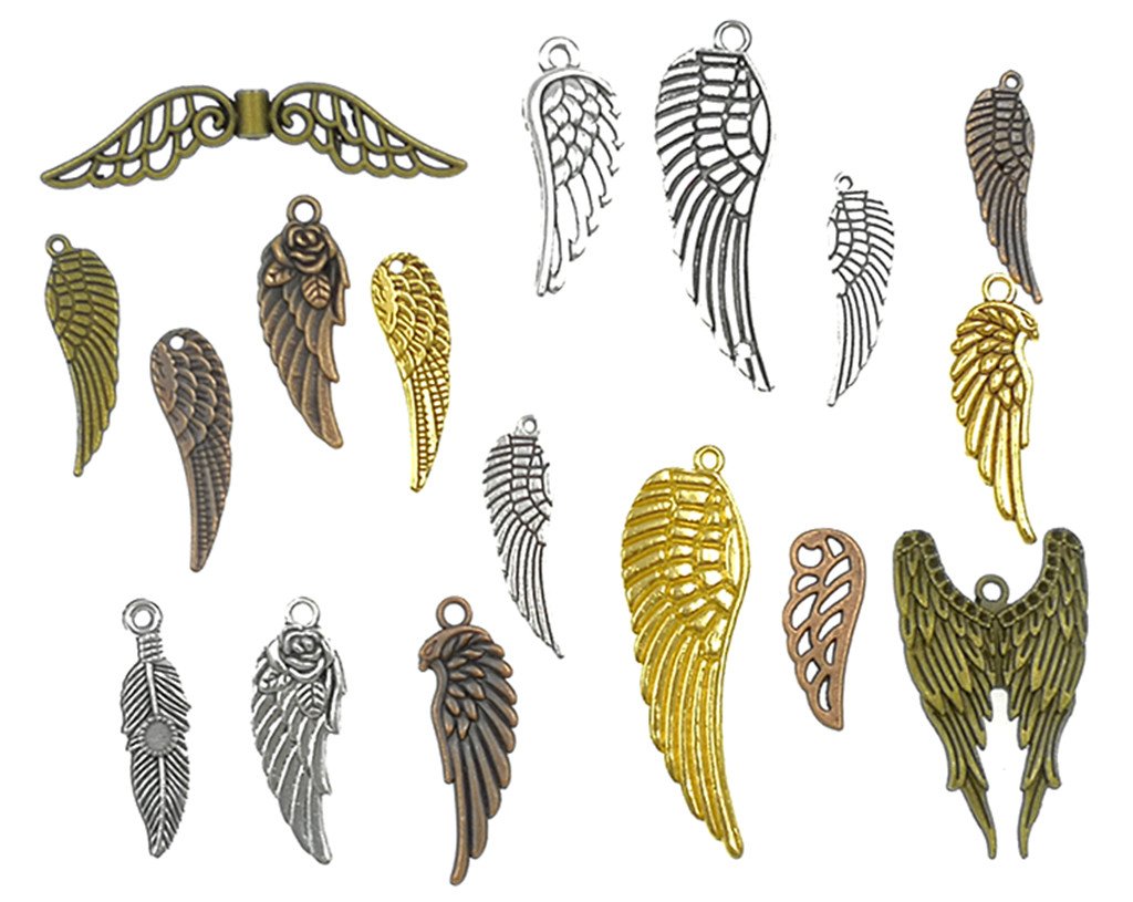 100 Grams Assorted Feather And Wing Punk Steampunk Charm Pendant Connector for DIY Necklace Bracelet Jewelry Making Findings