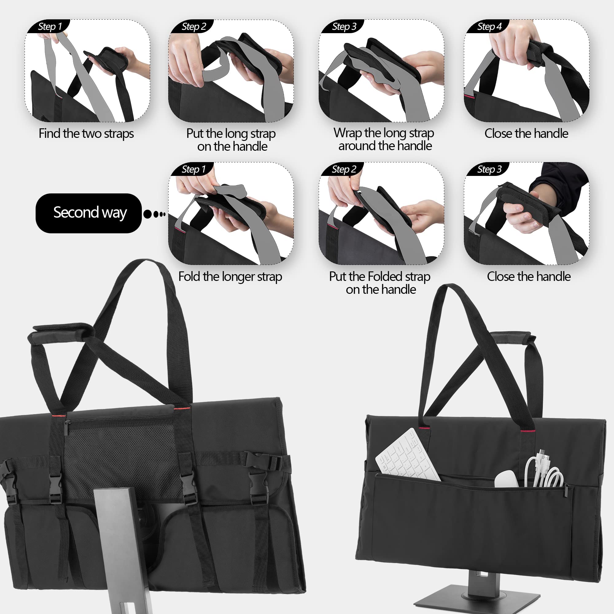 Trunab Travel Carrying Case for 27" LCD Screens and Monitors, With Padded Velvet Lining, Protective Monitor Bag Compatible With iMac* 27" and Accessories, Black (Patented Design)