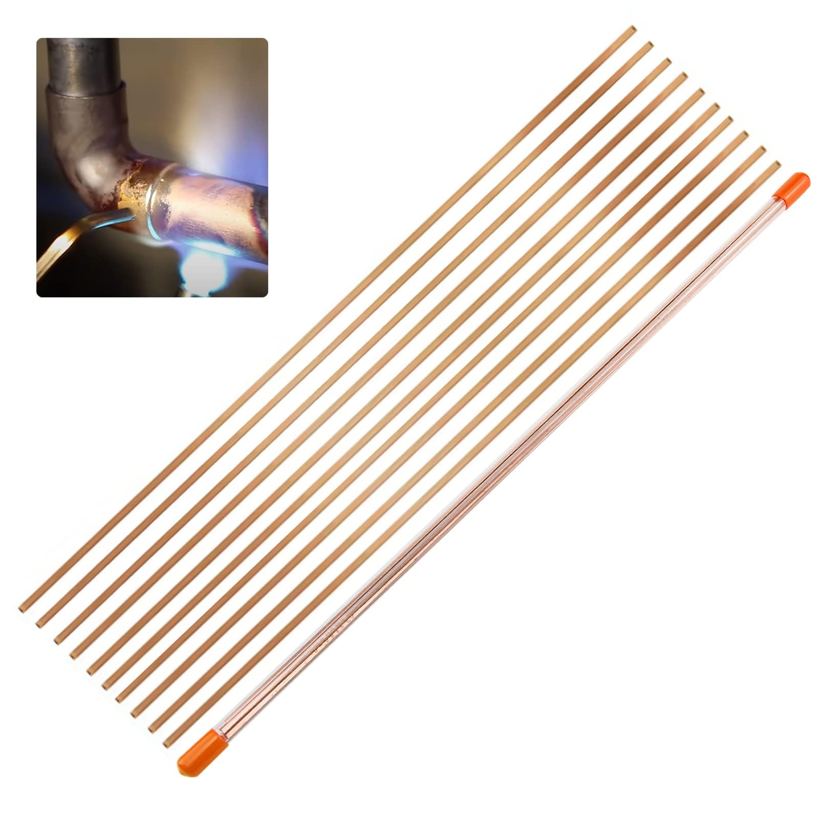 10 Rods Copper Brazing Rod 15.7", Low Temperature Welding Rod, Welding Consumables with Good Liquidity for Welding Refrigerator, Air Conditioner Copper Pipes, Copper Products… B09C3S9KRG