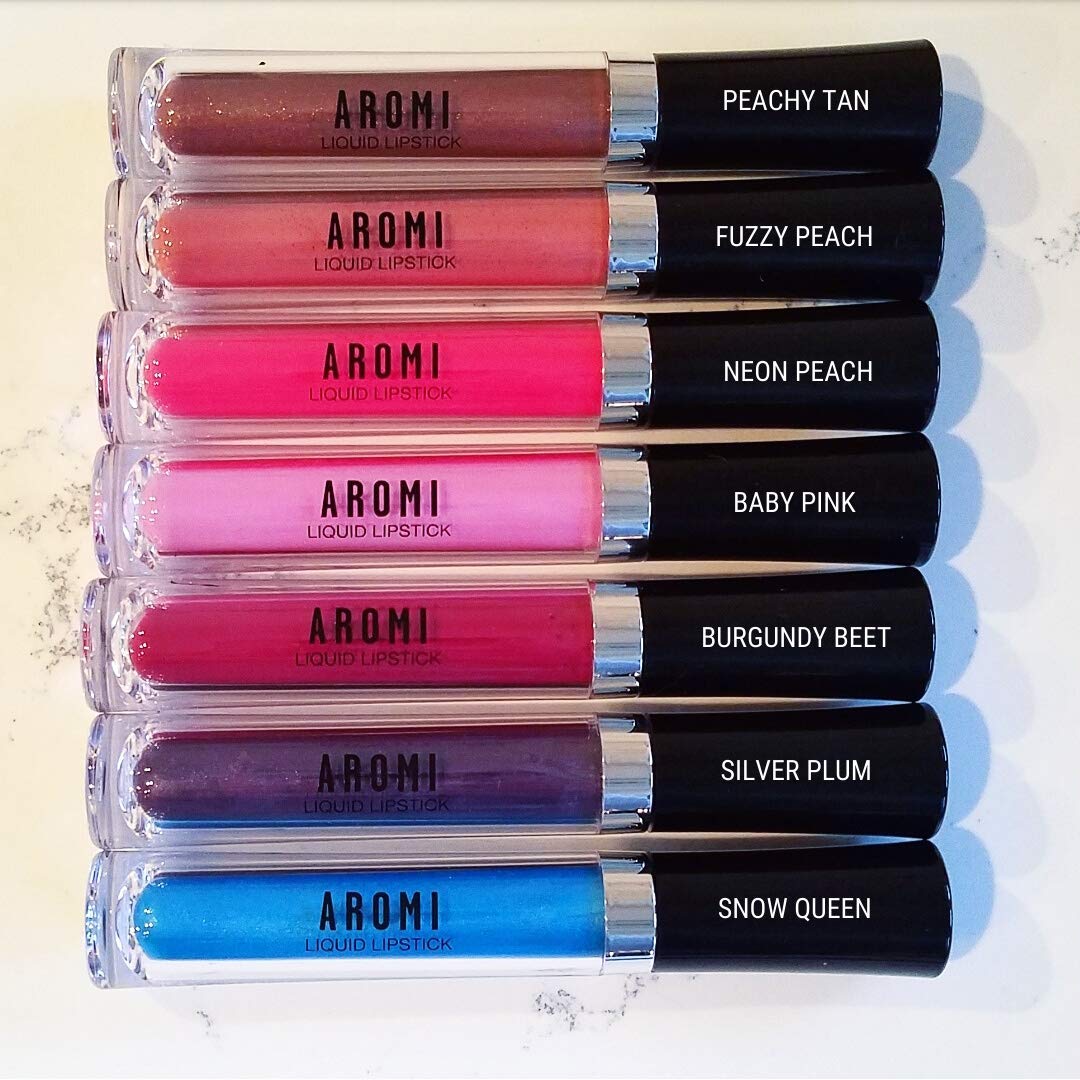Aromi Tan Metallic Liquid Lipstick | Sepia Bronze Lip Color with Shimmery Finish, Vegan, Cruelty-free, Long-Lasting, Smudge-Proof, Handmade (Peachy Tan)