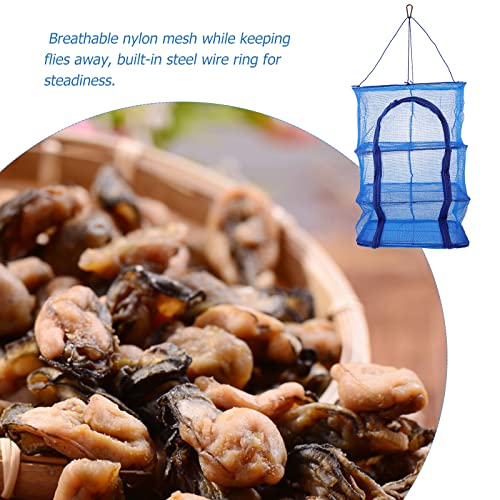BESPORTBLE Drying Rack 4 Layers Folding Hanging Mesh Dryer for Shrimp Fish Fruit Vegetables Herb, 66X35X35cm with Buckle