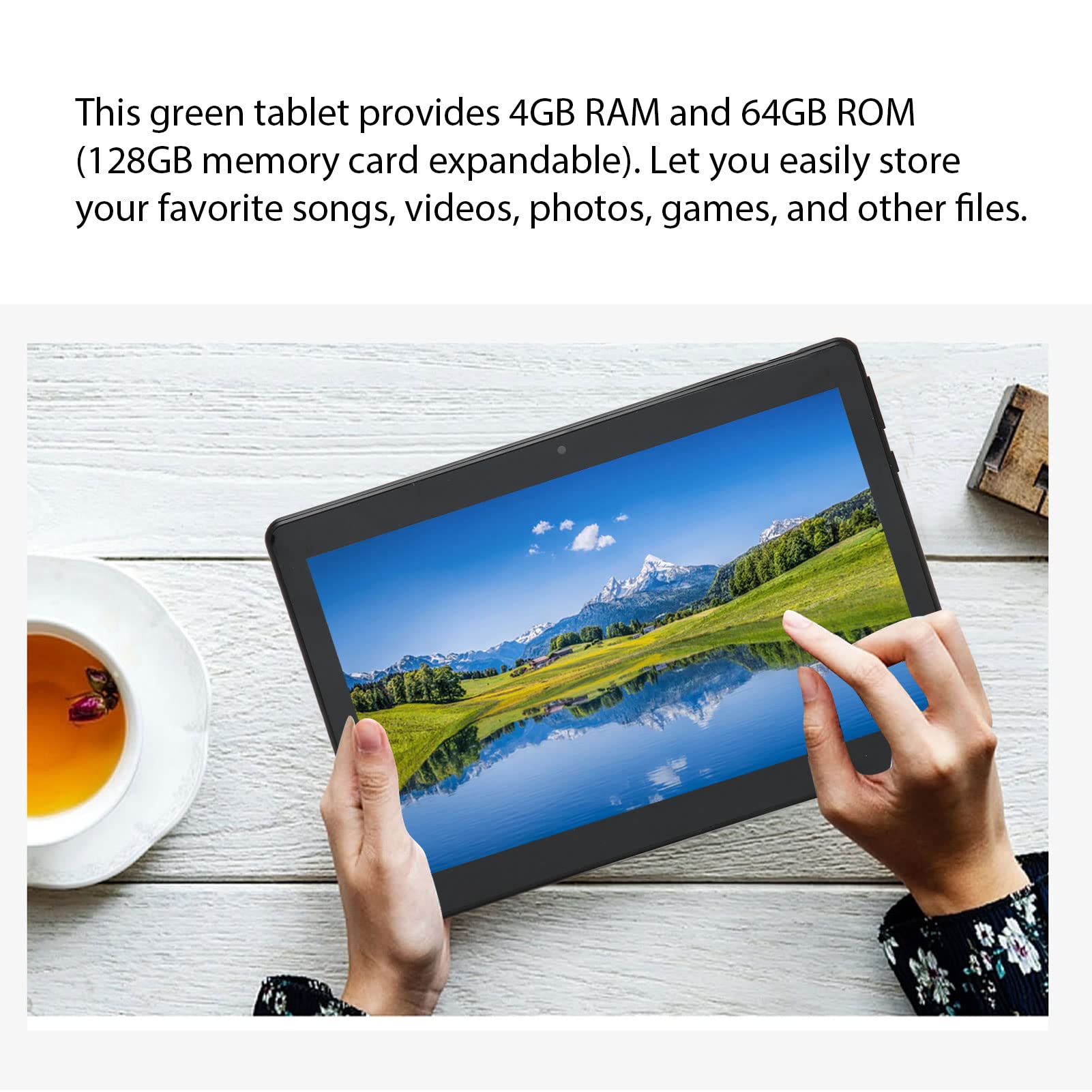 10.1 inch Android 12 Tablet, Dual SIM Dual Standby Talkable Tablet, 4GB RAM and 64GB ROM 2560x1600 Resolution, 5800mAh Battery Capacity, Black