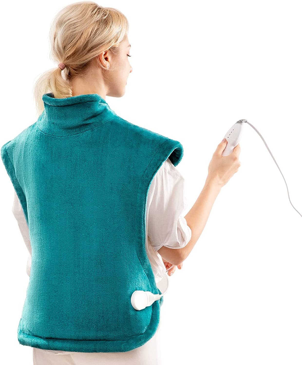 Large Heating Pad for Back and Shoulder, 24inx33in Heat Wrap with Fast-Heating and 4 Heat Settings, Auto Shut Off Available - Green