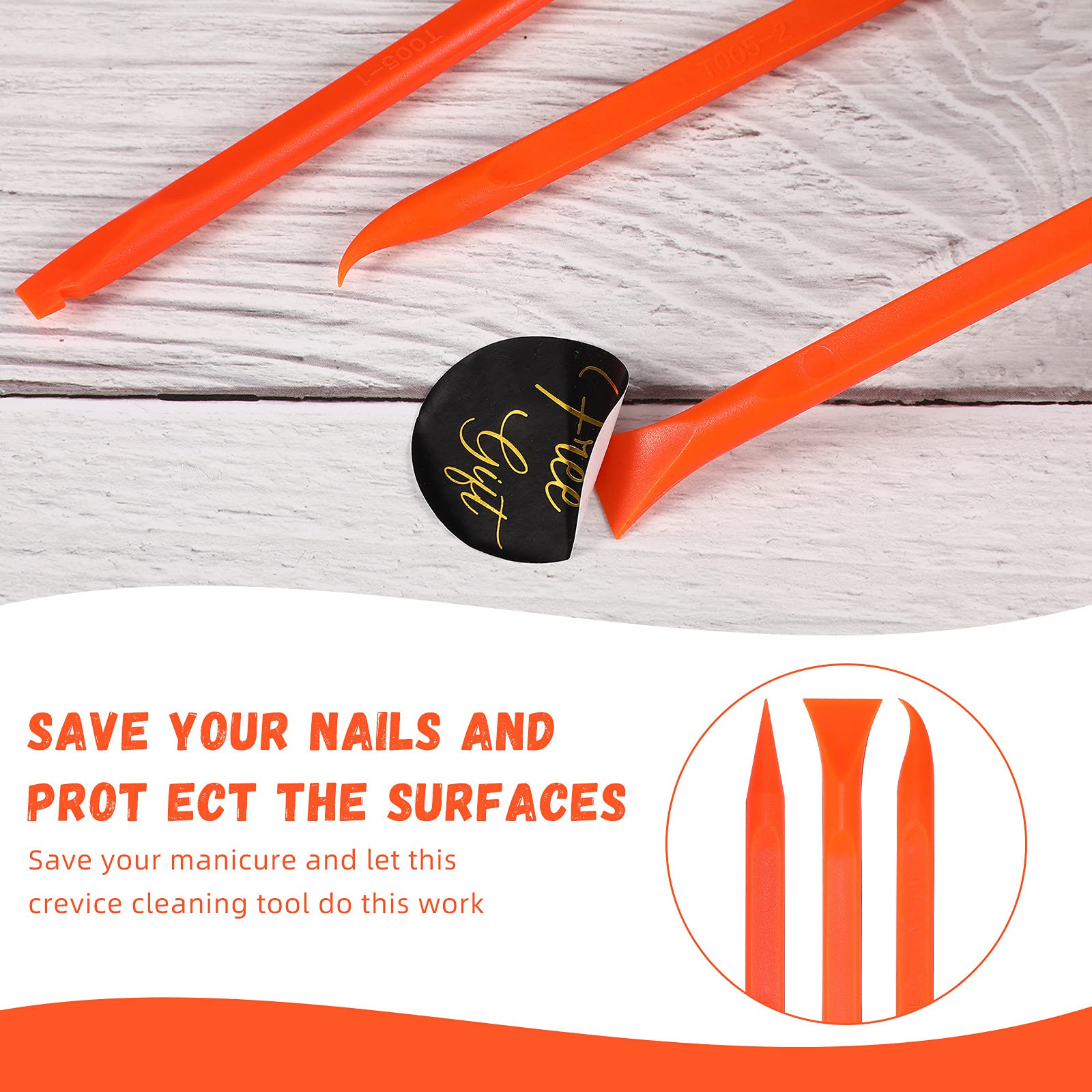 18 Pieces Non-Scratch Plastic Scraper Tool Carbon Fiber Plastic Scraper Multi-Purpose Scraper Pen-Shaped Scraper Cleaning Scraper Tool for Cleaning Small and Narrow Space (Orange)